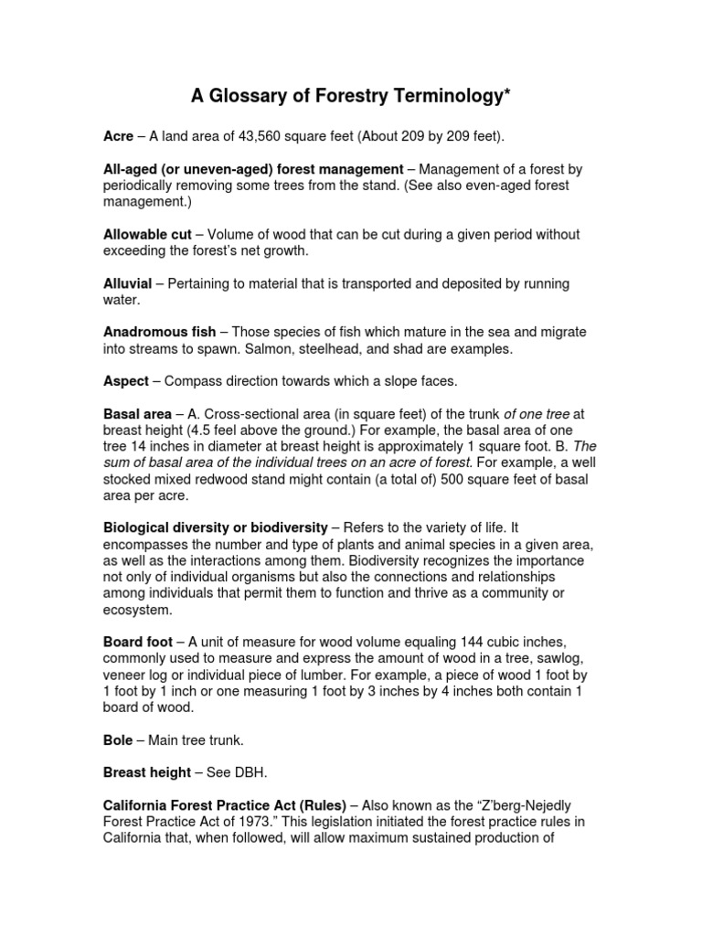 Forestry Terminology Glossary | PDF | Forests | Trees