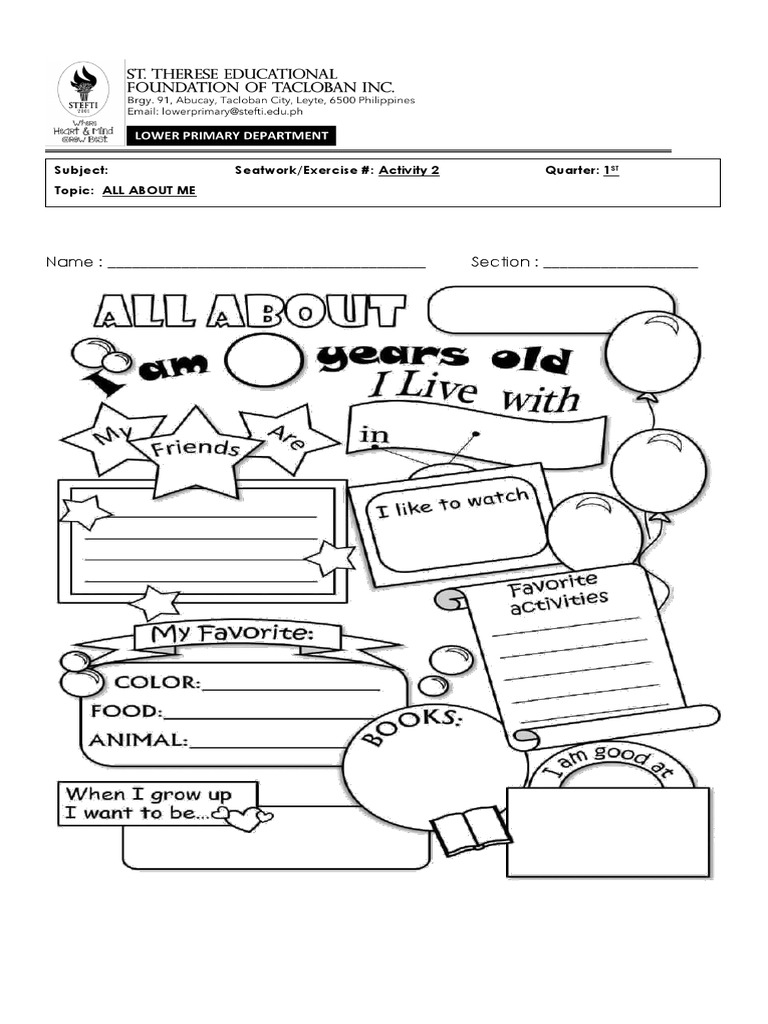 Edited Grade 1 All About Me | PDF