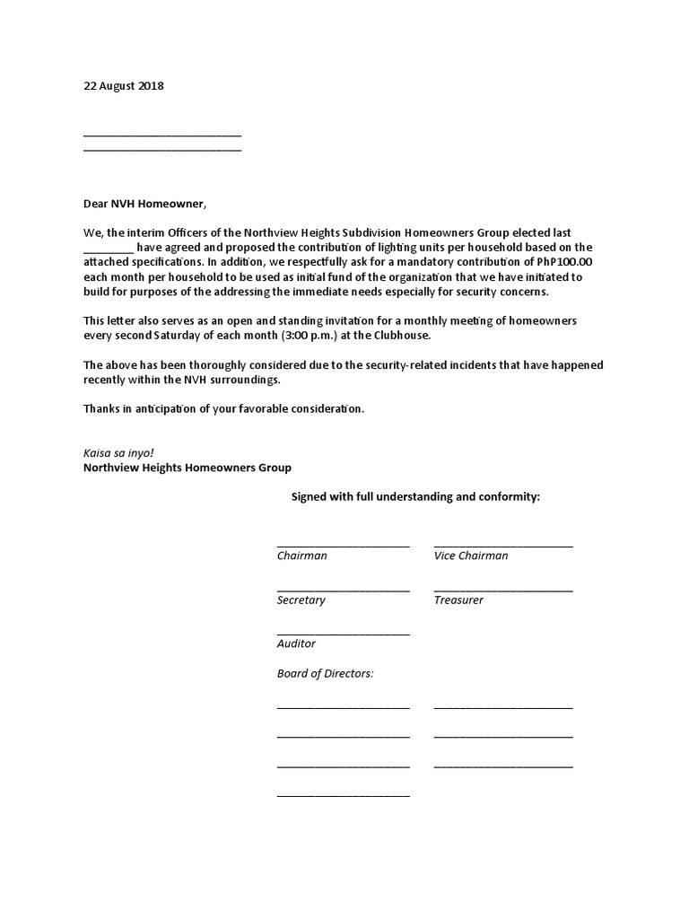 Homeowners' Request | PDF