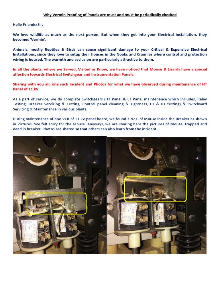 Why Vermin Proofing Is Required (Part-1) | PDF | Electrical Components ...