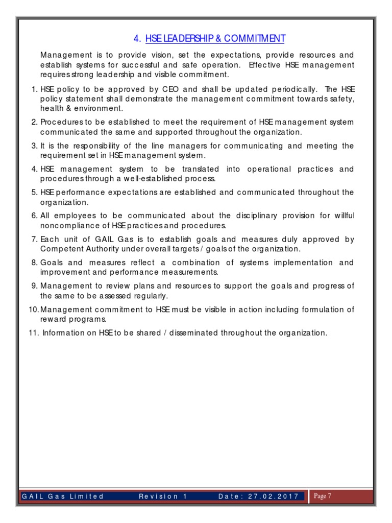Hse Leadership & Commitment | PDF