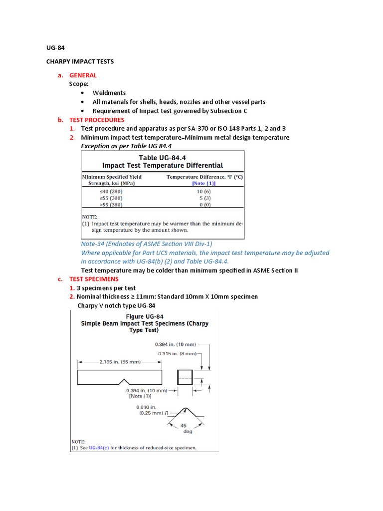 A. General: UG-84 Charpy Impact Tests | PDF
