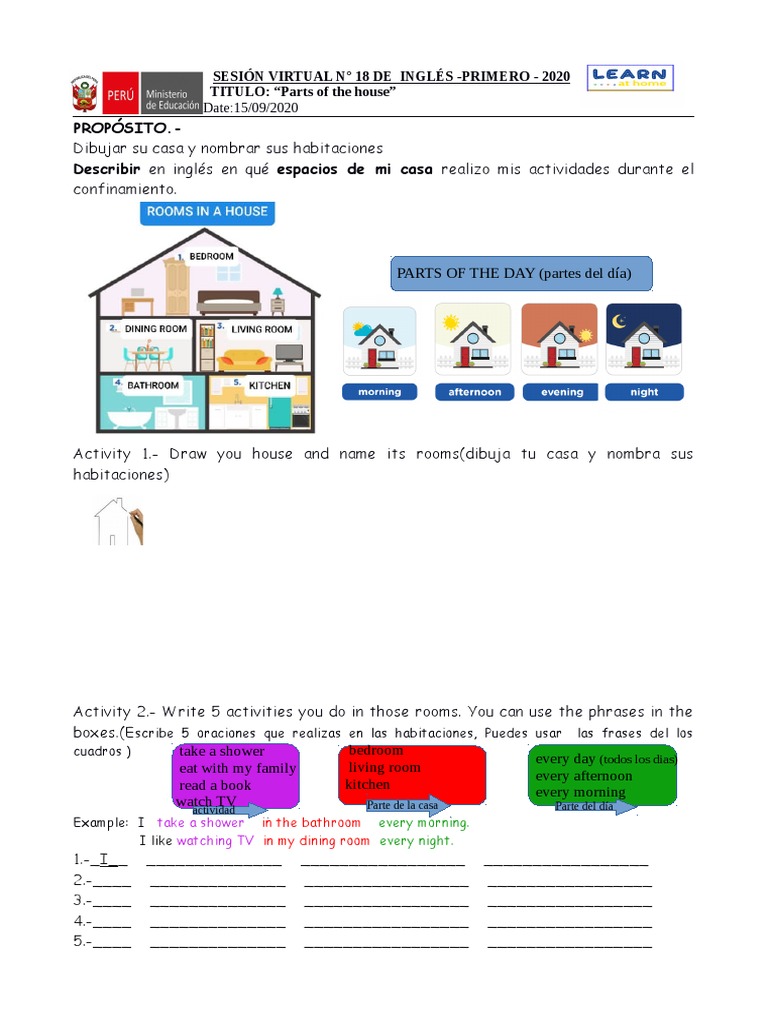 Partes de la casa en inglés | PDF | Artes del Lenguaje y Comunicación