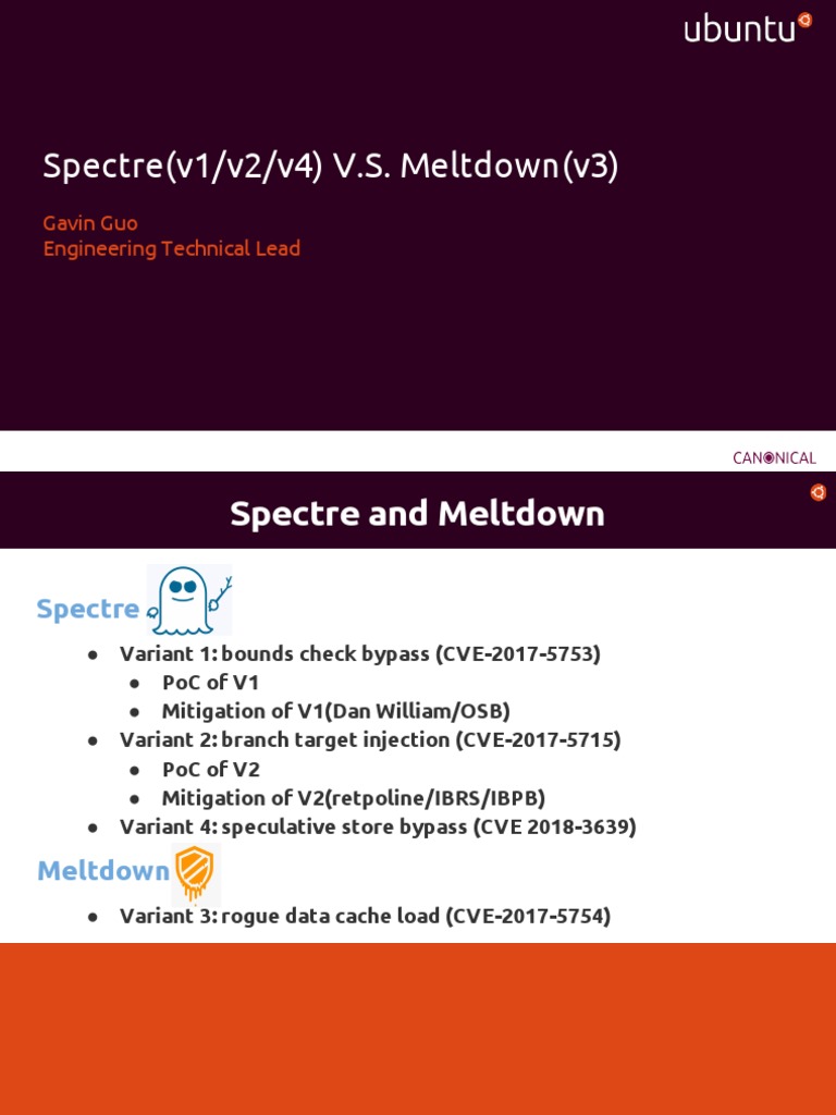 Spectre vs Meltdown: Variants and Mitigations | PDF | Cpu Cache ...