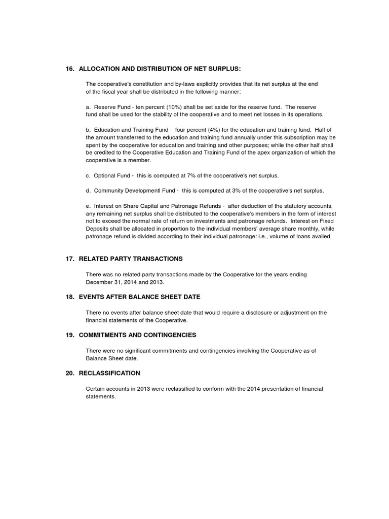 1 Allocation and Distribution of Net Surplus | PDF
