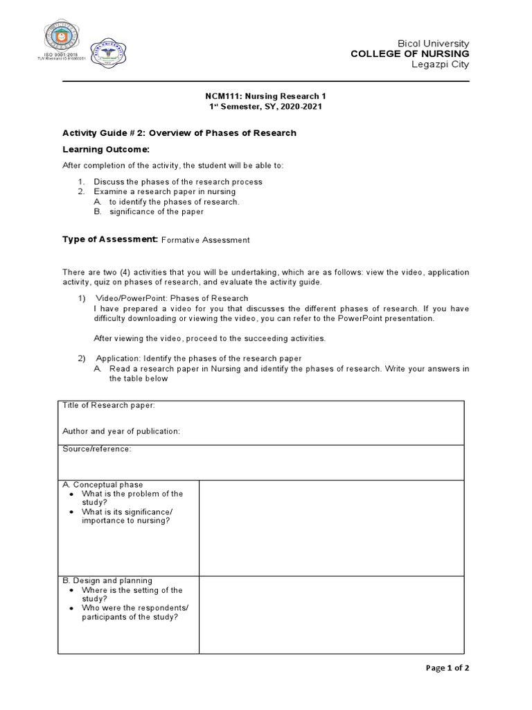 Phases of Nursing Research Overview | PDF | Cognition | Learning