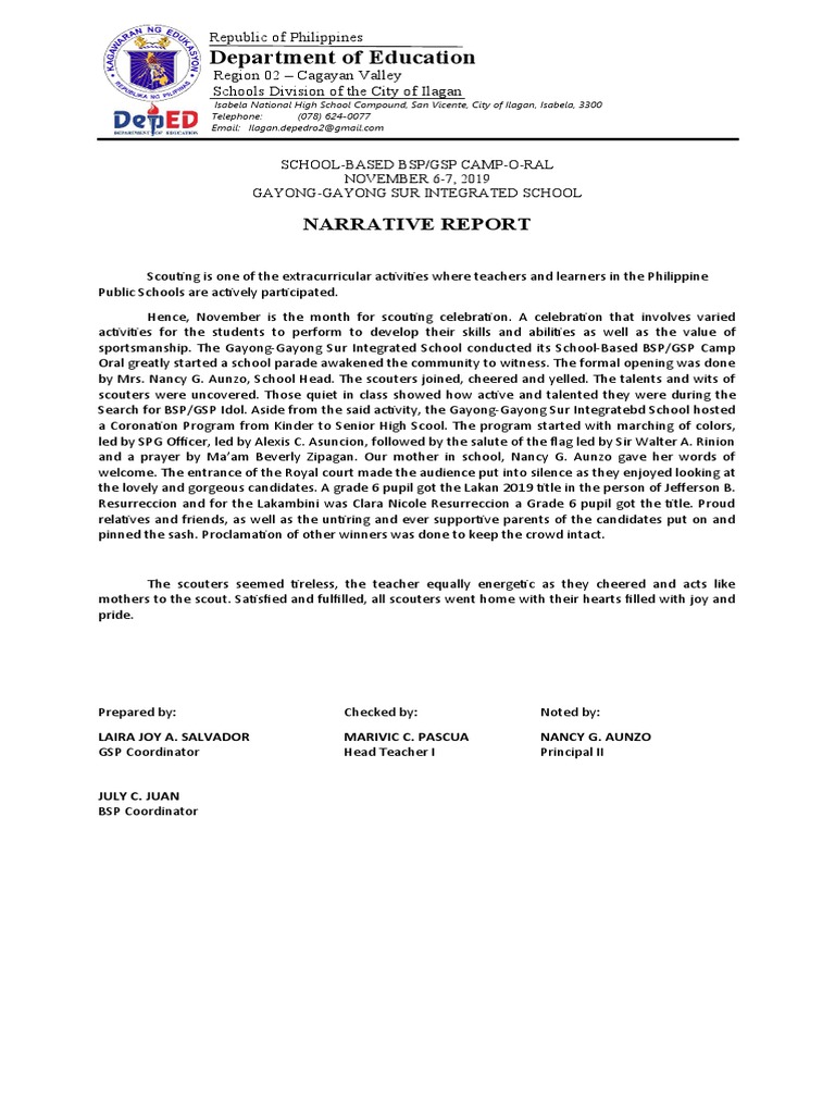Department of Education: Narrative Report | PDF | Schools | Further ...