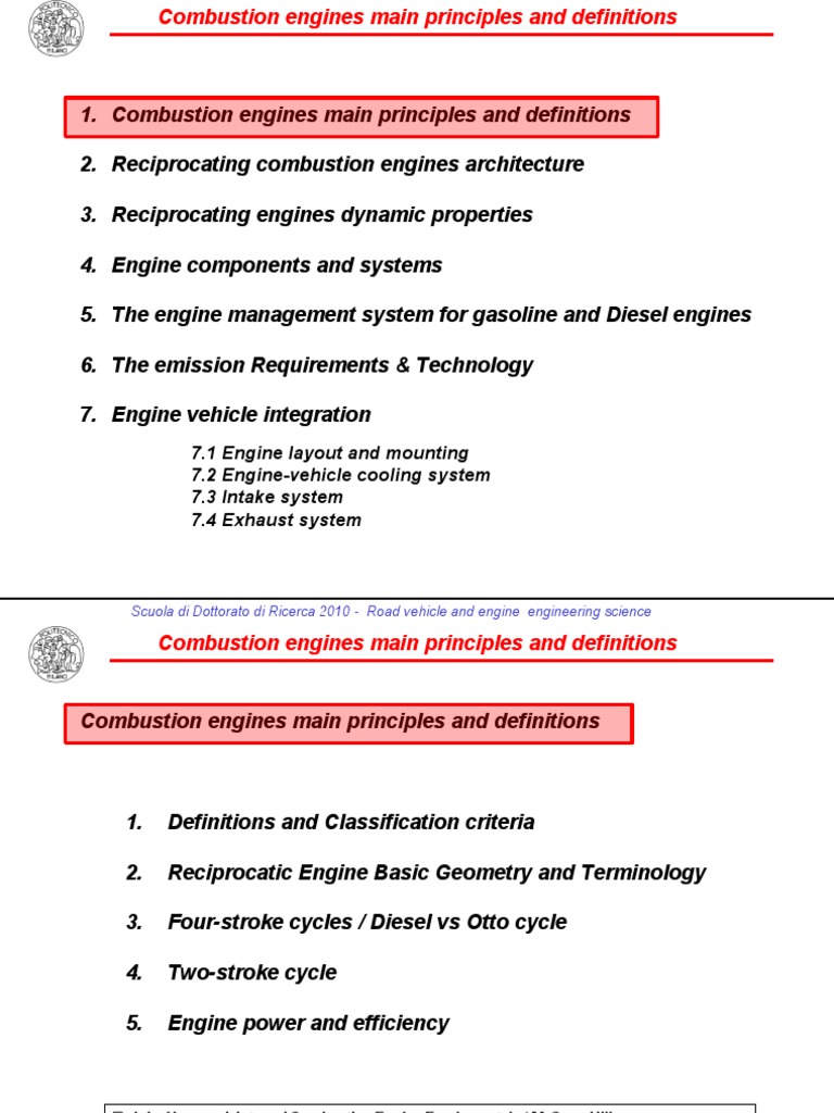 1-Combustion Engine Main Principle and Definitions | PDF | Internal ...