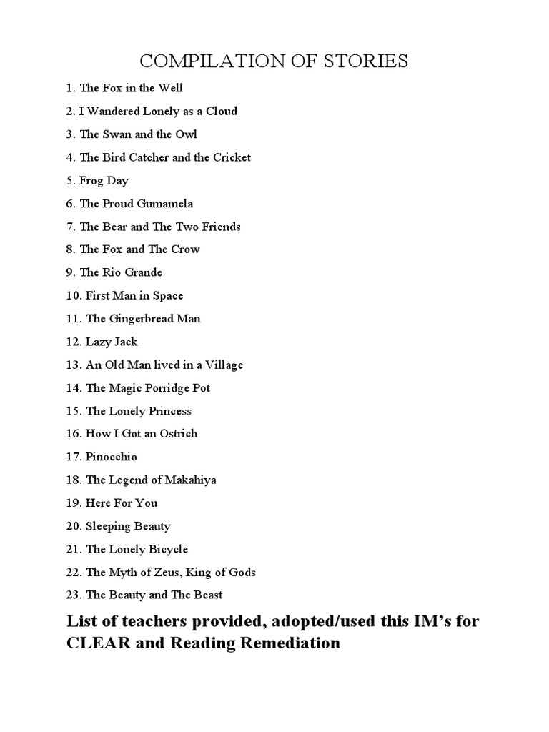 Compilation of Stories | PDF