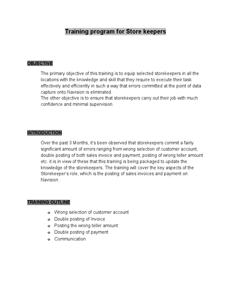 Storekeeper Training Essentials | PDF | Payments | Debits And Credits