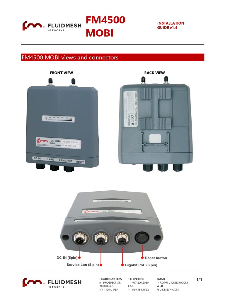 Fluidmesh FM 4500 MOBI Installation Instructions v1.4 | PDF | Electrical Connector | Information ...