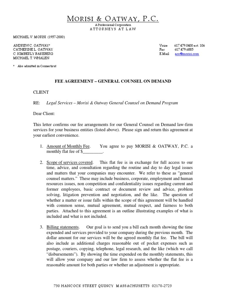 Fee Agreement GC Services PDF Fee Conflict Of Interest