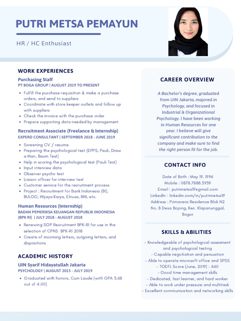 CV - Putri Metsa Pemayun | Download Free PDF | Recruitment | Behavioural Sciences