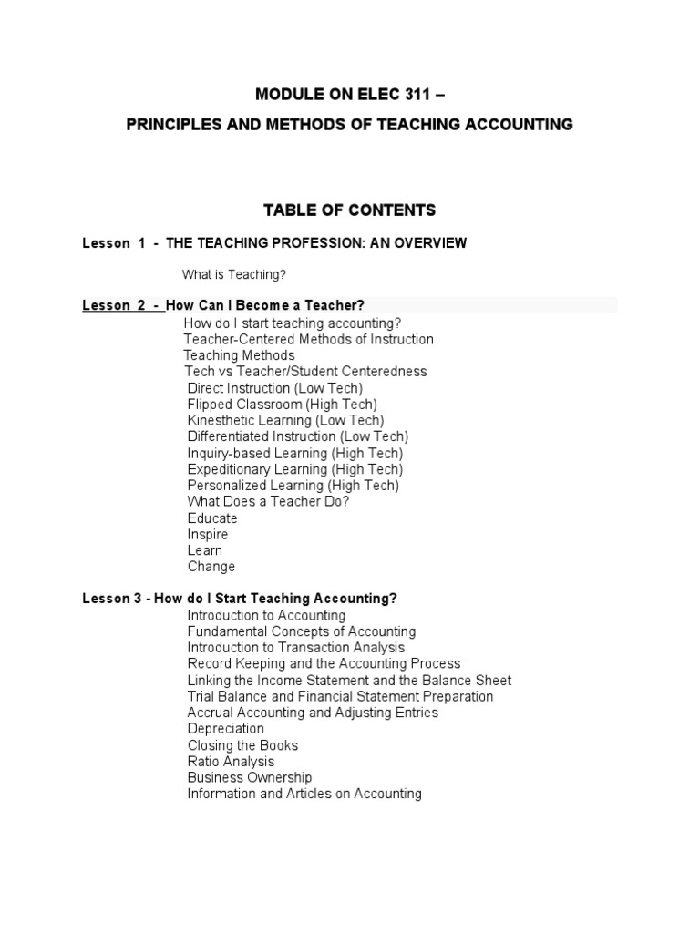 Module On Elec 311 - Principles and Methods of Teaching Accounting ...
