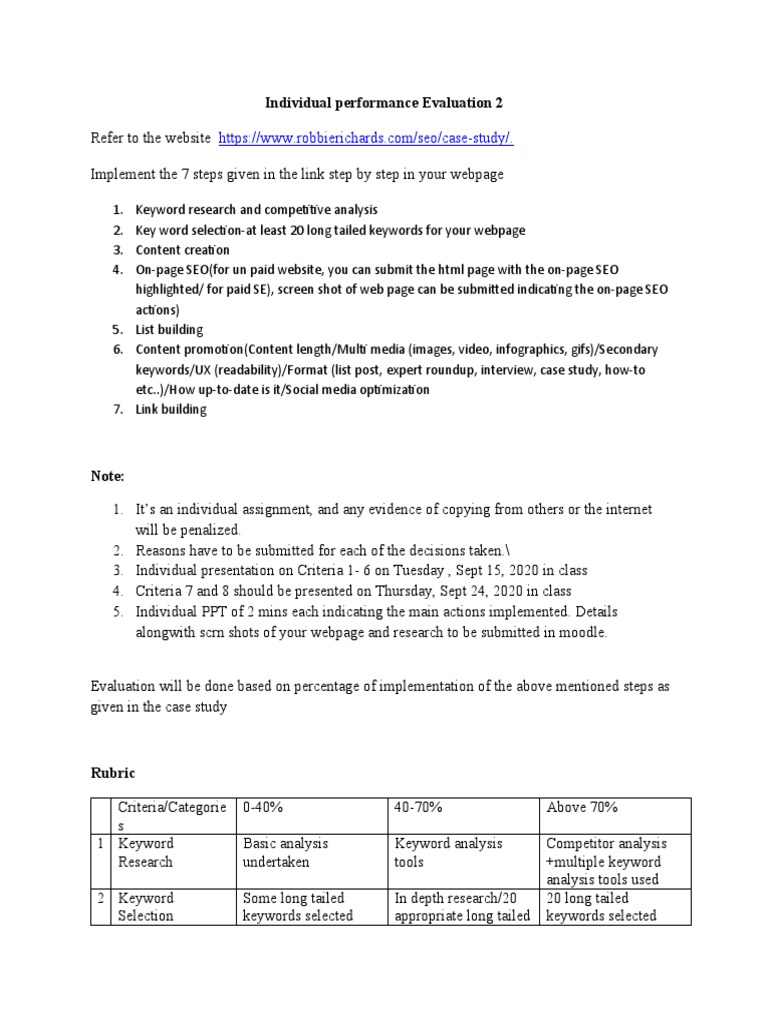Individual Performance Evaluation | PDF | Search Engine Optimization ...