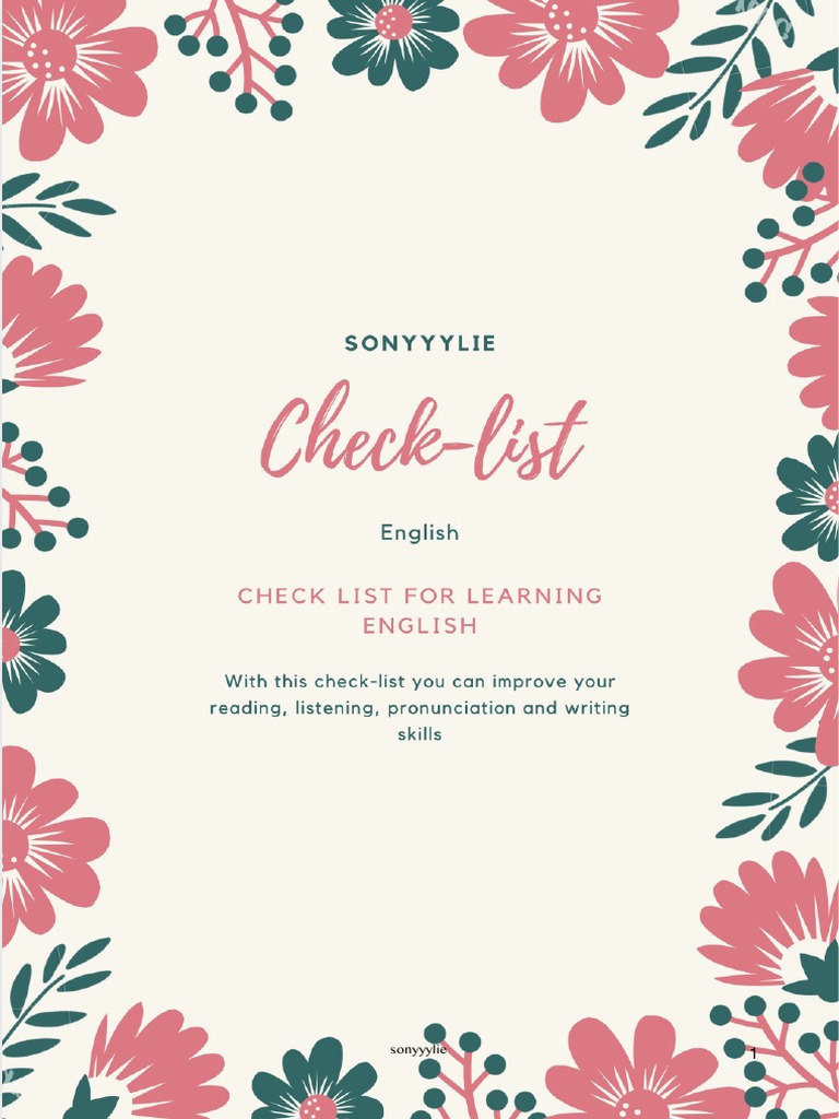 Check List For Learning English | PDF