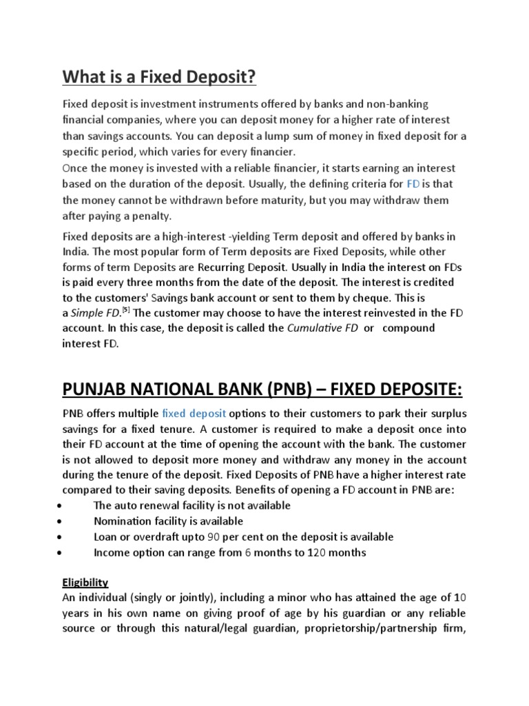 Understanding Fixed Deposit Accounts | PDF | Banking | Financial Services