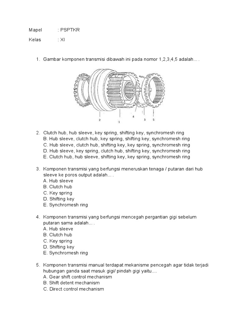 KOMPONEN TRANSMISI MANUAL | PDF