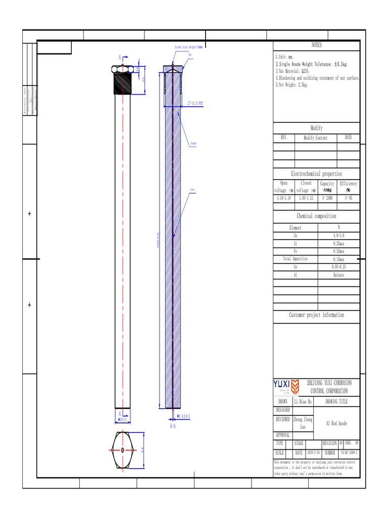 Al Rod Anode and Flange Specifications | PDF | Corrosion | Pipe (Fluid ...