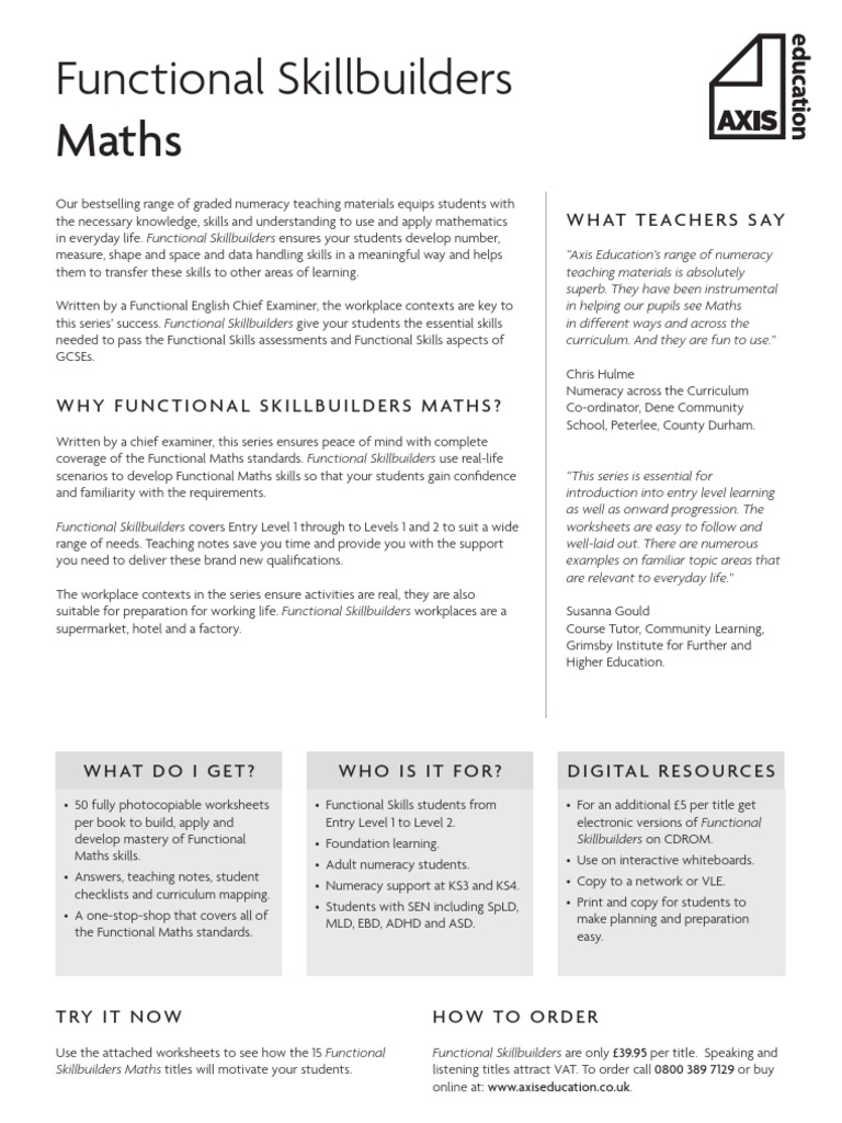 Functional Skillbuilders Maths | PDF | Measurement | Nature