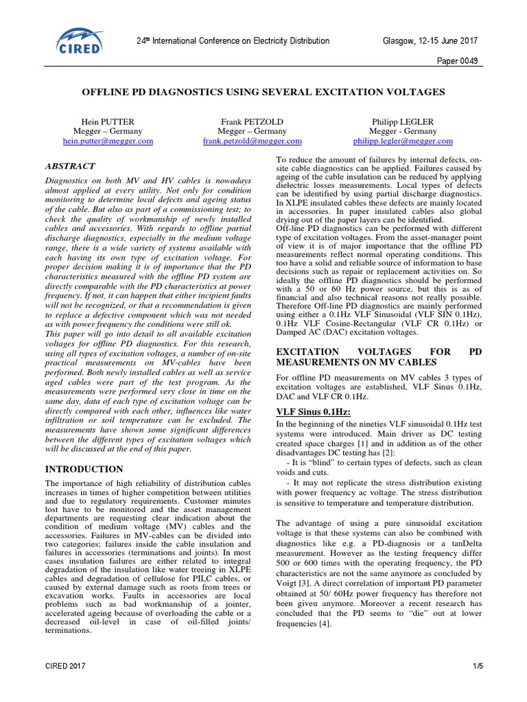 CIRED2017 - 0049 - Final OFFLINE PD DIAGNOSTICS USING SEVERAL ...