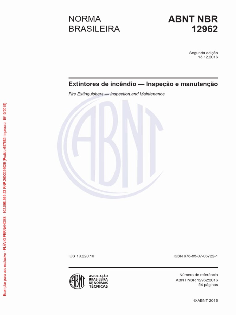 ABNT NBR 12962 - 2016 - Extintores de Incêndio - Inspeção e Manutenção ...