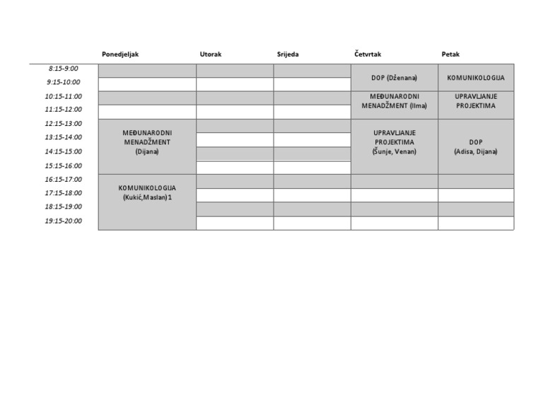 Raspored Casova | PDF