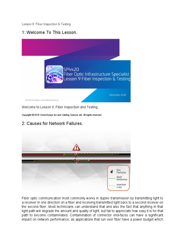 9-Fiber Inspection & Testing | PDF | Optical Fiber | Telecommunications ...