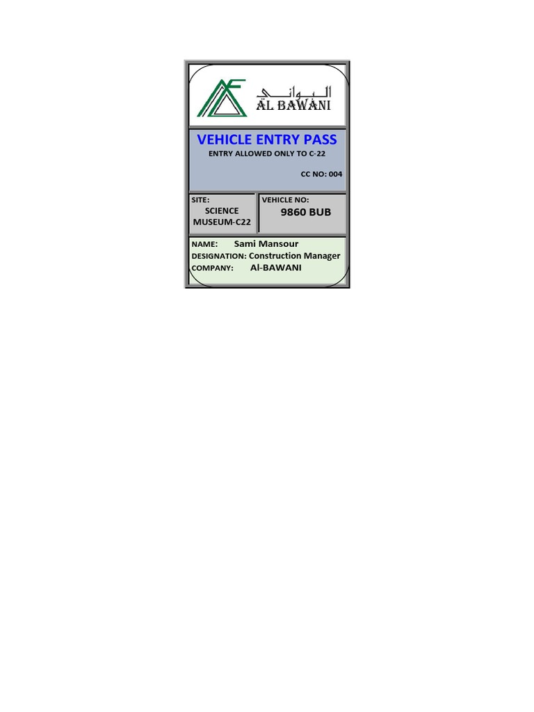 Car Pass CC-004 PDF | PDF