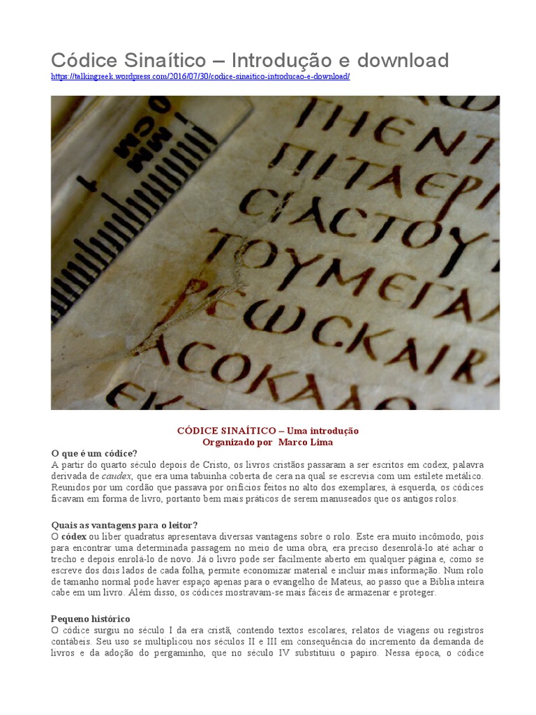 Códice Sinaítico | PDF | Livros | Literatura Antiga