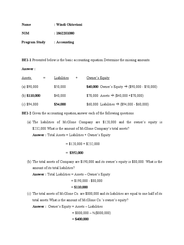 Accounting Principle Task 2 | PDF | Expense | Equity (Finance)
