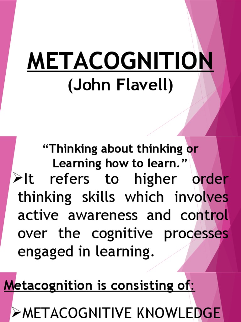 Metacognition John Flavell Pdf Metacognition Educational