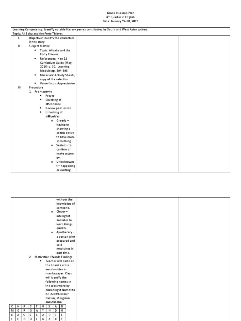 Grade 8 Lesson Plan 4th Quarter