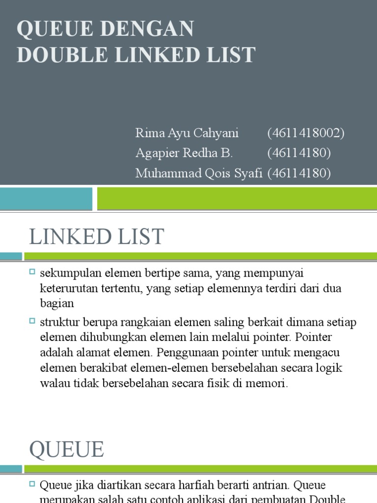 Dtruktur Data - QUEUE Dengan DOUBLE LINKED LIST | PDF