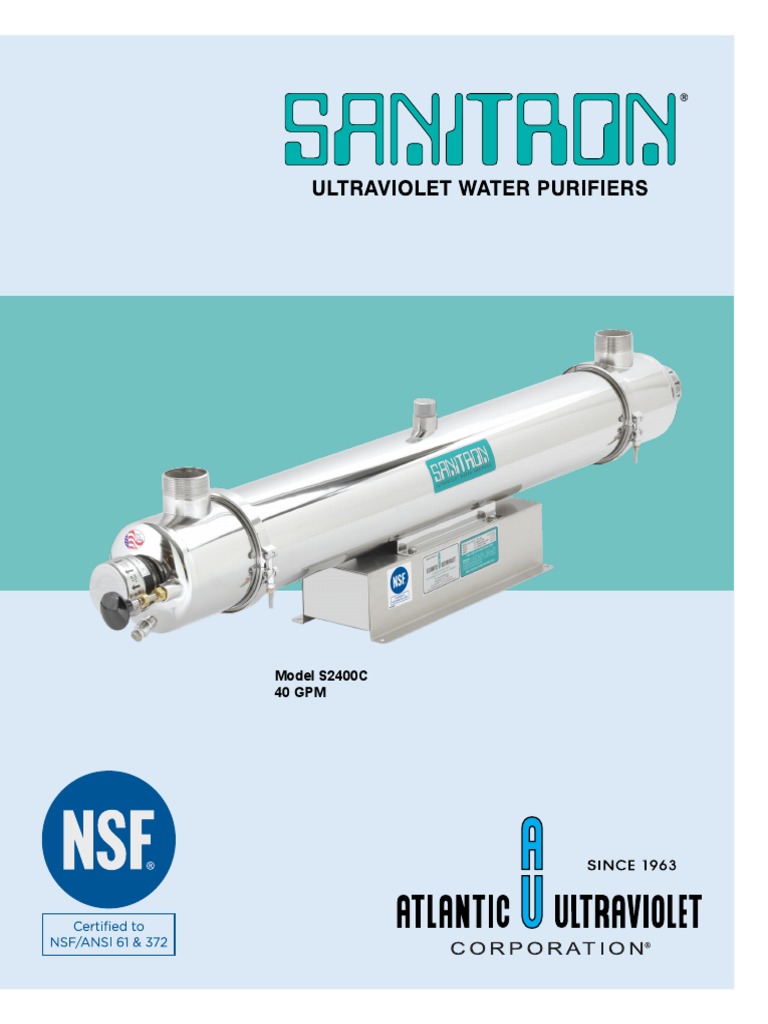 Atlantic Ultraviolet Sanitron Brochure | PDF | Ultraviolet | Water ...