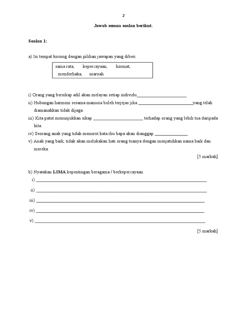 Moral Tingkatan 2 | PDF