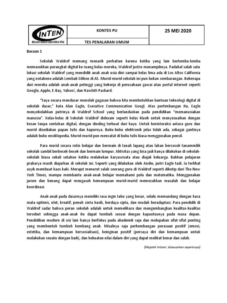 Soal Tryout Liburan Pu 1 PDF | PDF