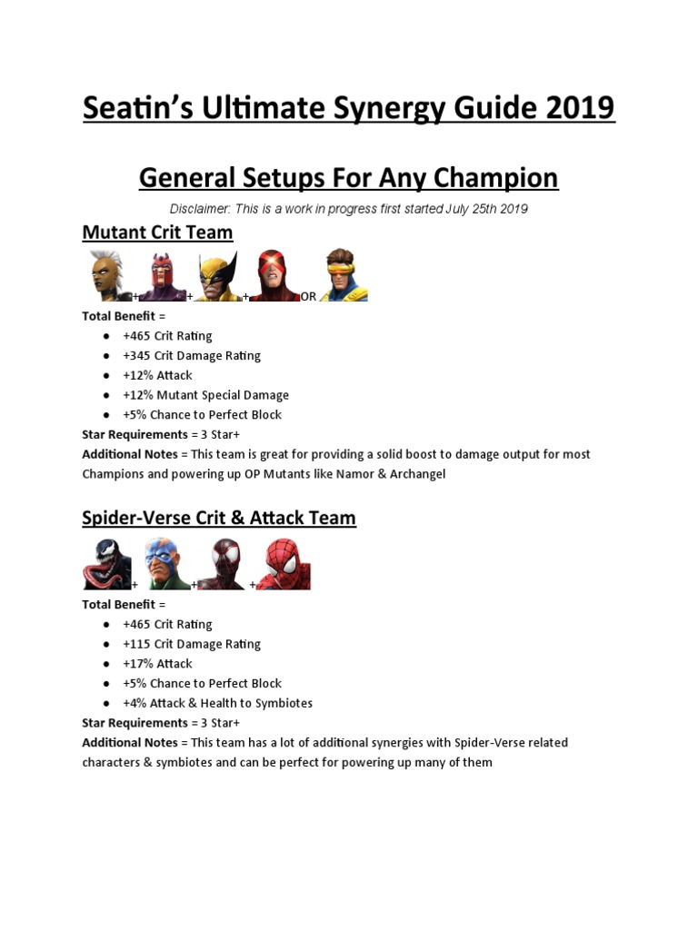 Ultimate Synergy Guide 2019 | PDF | Marvel Comics Characters | Marvel ...