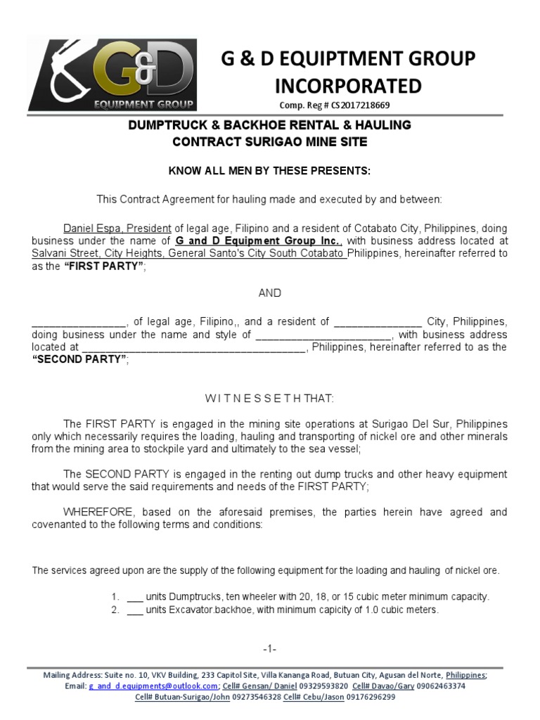 G & D Equiptment Group Incorporated: Dumptruck & Backhoe Rental ...