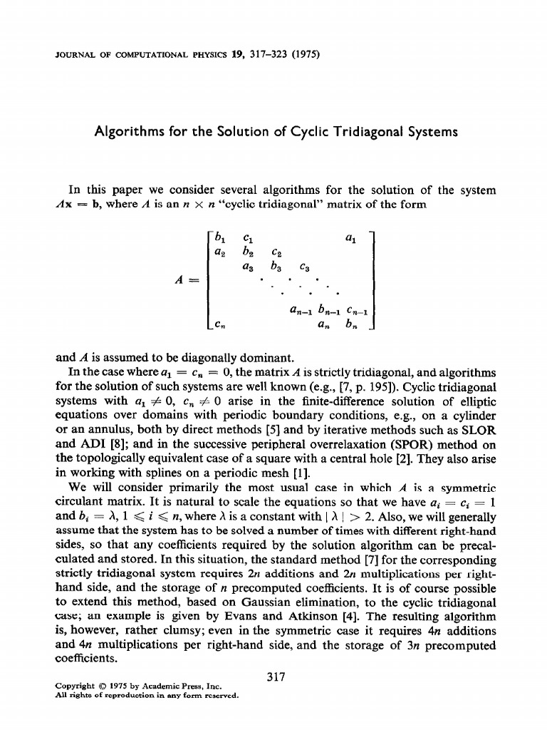 Cyclic Triadiagonal Matrix | PDF | Matrix (Mathematics) | Factorization