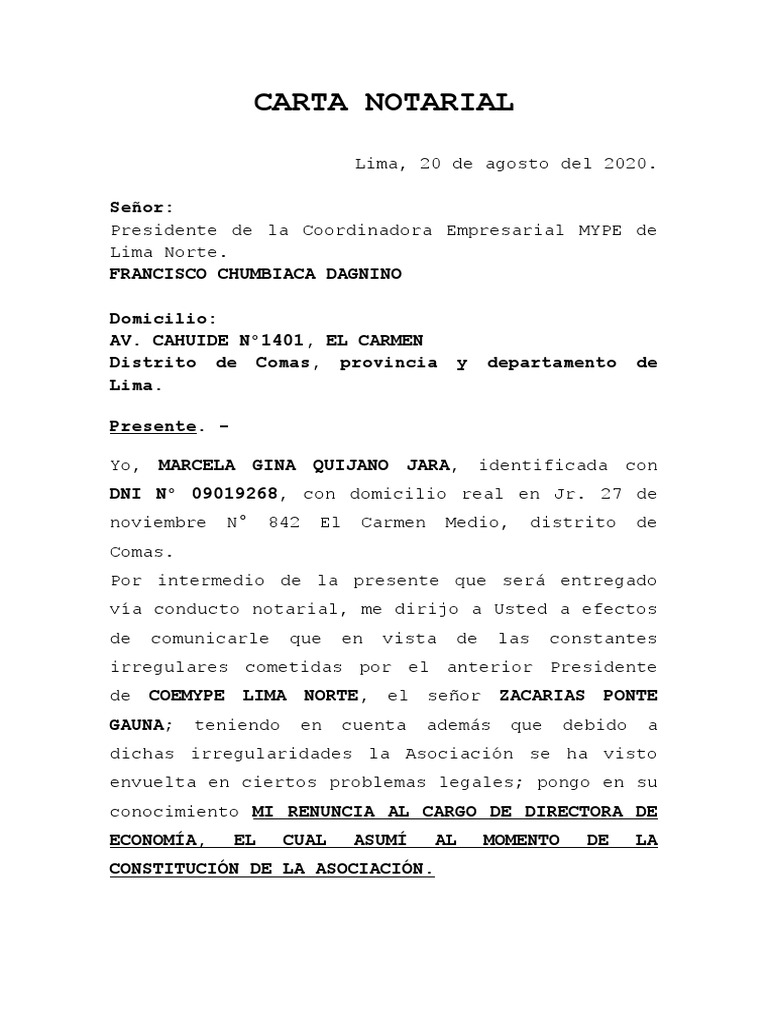 Carta Notarial | PDF