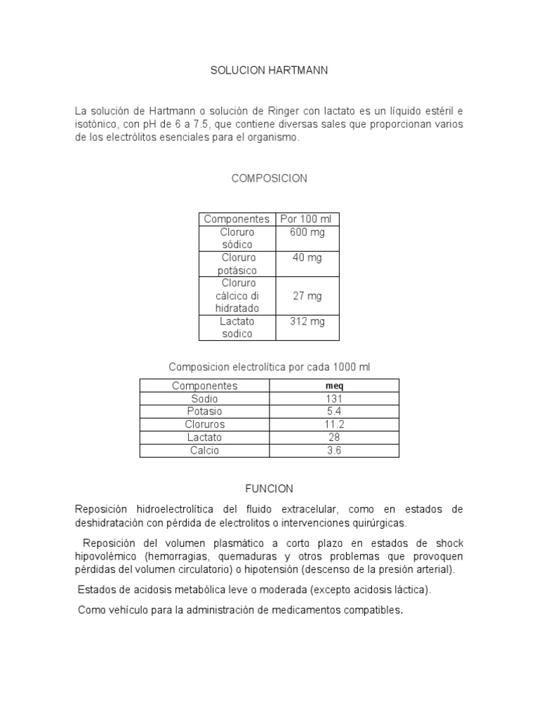 Solucion HARTMAN | PDF | Medicamentos con receta | Sodio
