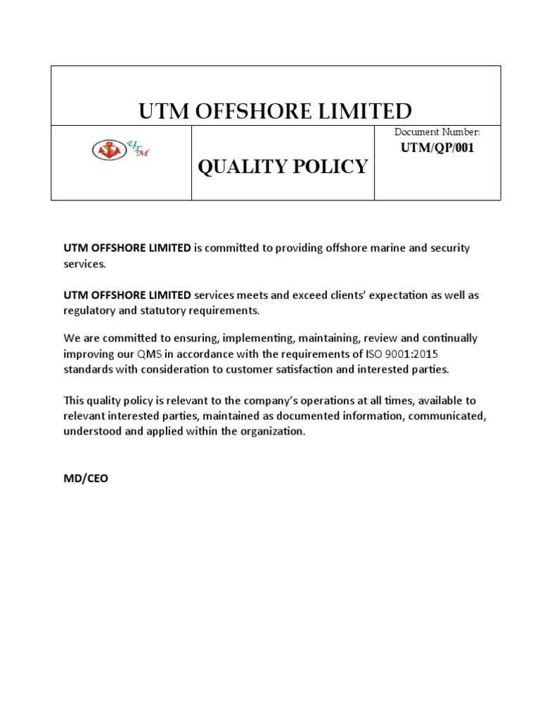 002 Quality Policy | PDF