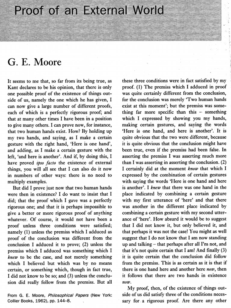 Moore - Proof of An External World | PDF