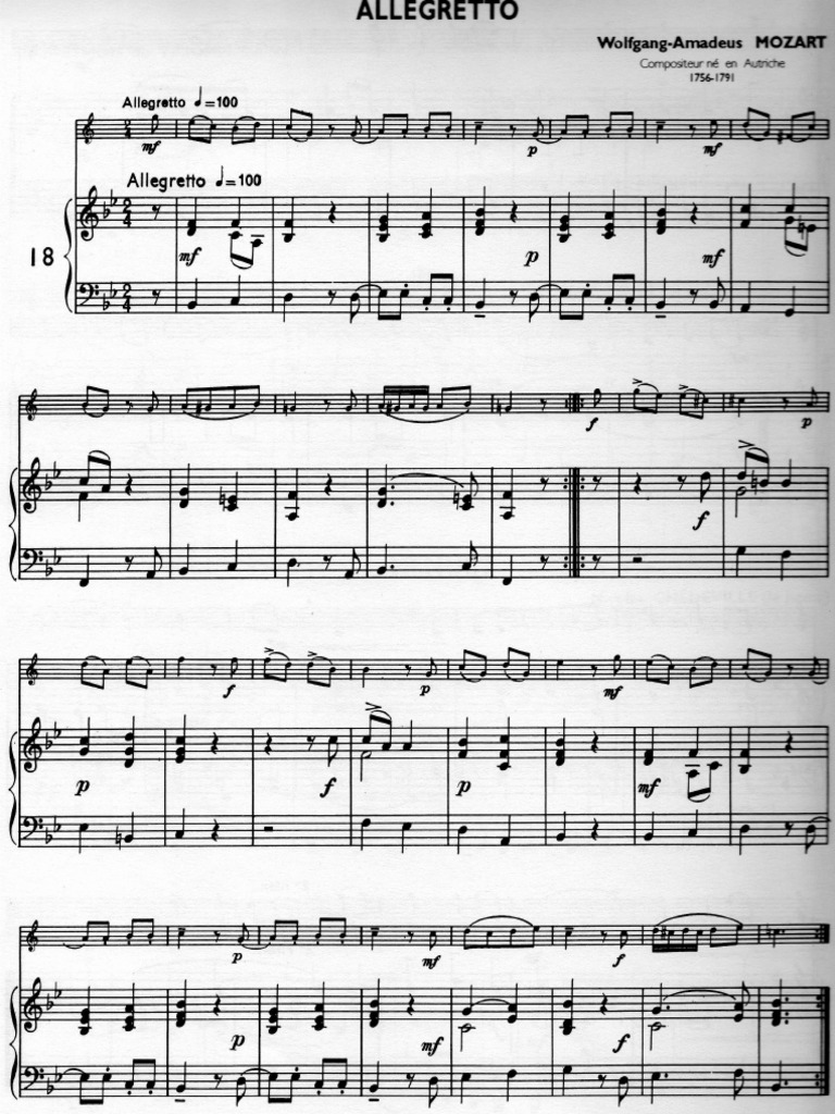 Allegretto (W.a. Mozart) Piano | PDF