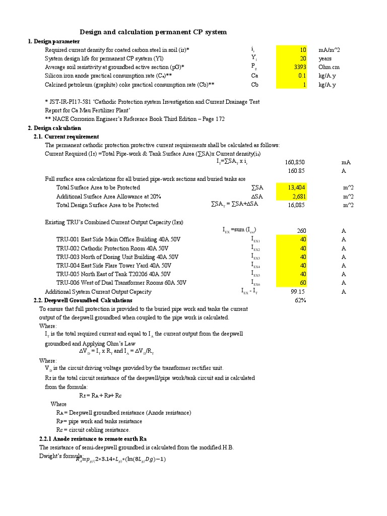 Calculation Cathodic Protection Design | PDF | Electrical Resistance ...