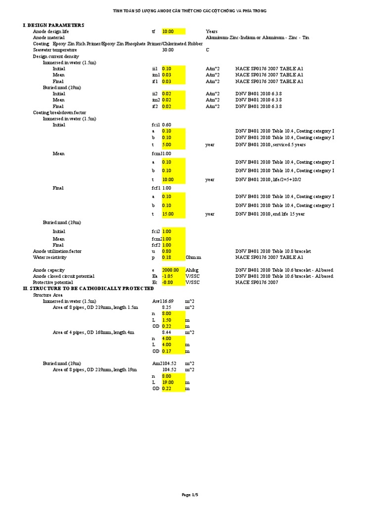 Calculation Sacrificial Anode For Structure | PDF | Electrochemistry ...