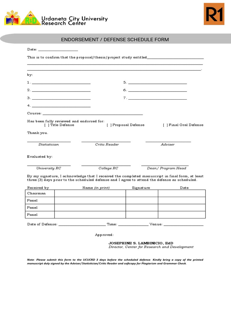 R1 - Endorsement & Defense Form | PDF
