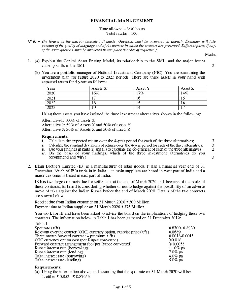 4 Financial Management Questions Nov Dec 2019 PL PDF | PDF | Stocks ...