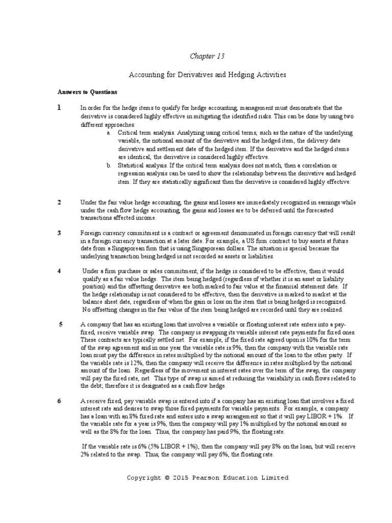 Accounting For Derivatives and Hedging Activities: Answers To Questions ...